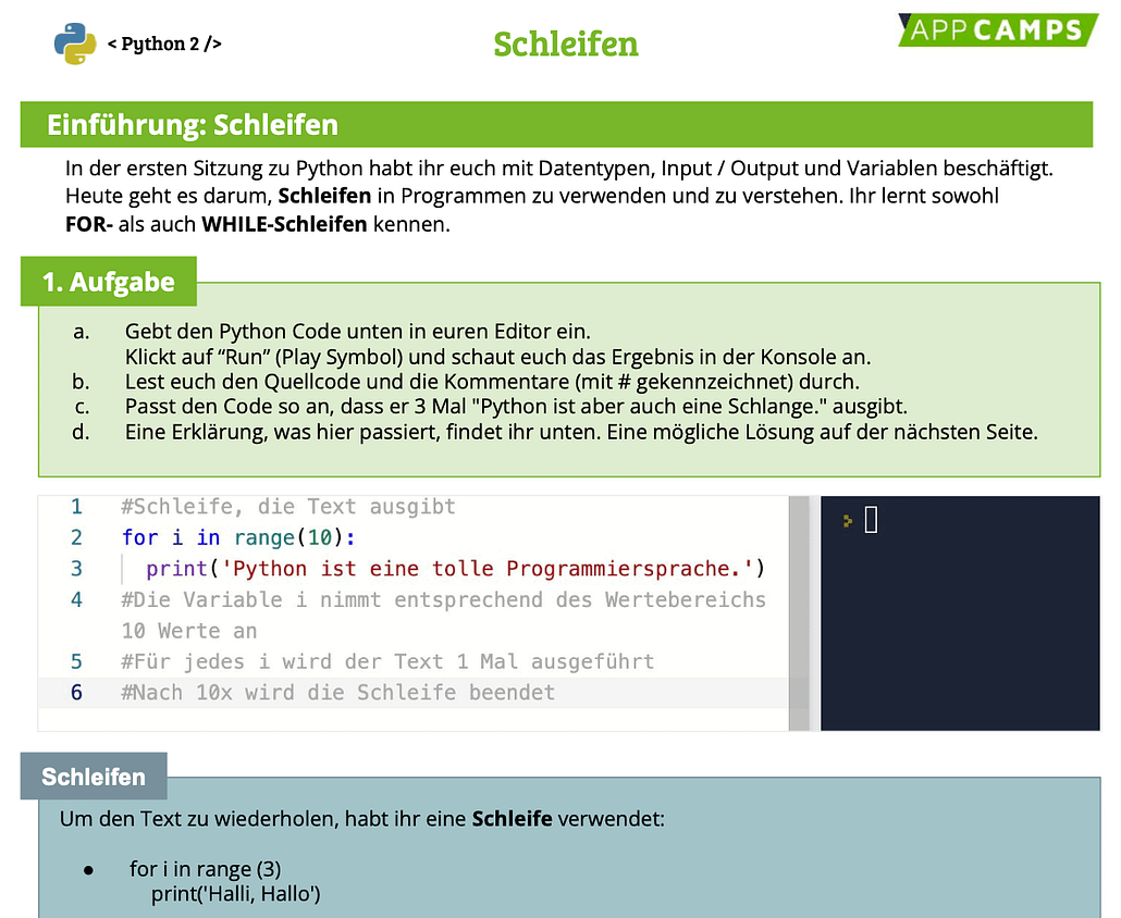 Programmieren lernen mit Python - appcamps.de